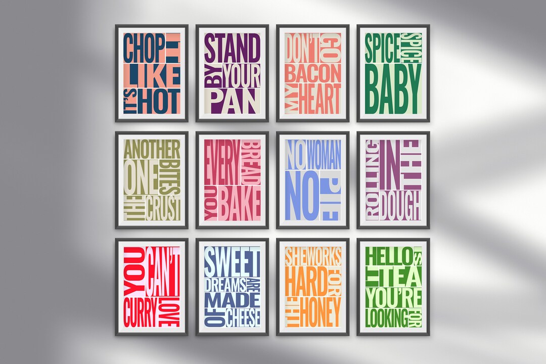 Kitchen Decor Masterpieces / Set of 12 / Printable Wall Art / Gift for ...