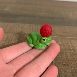Handmade Clay Frog With Raspberry Hat Fairycore Aesthetic Clay Frog ...