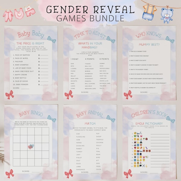 Gender Reveal Games Printable - Etsy