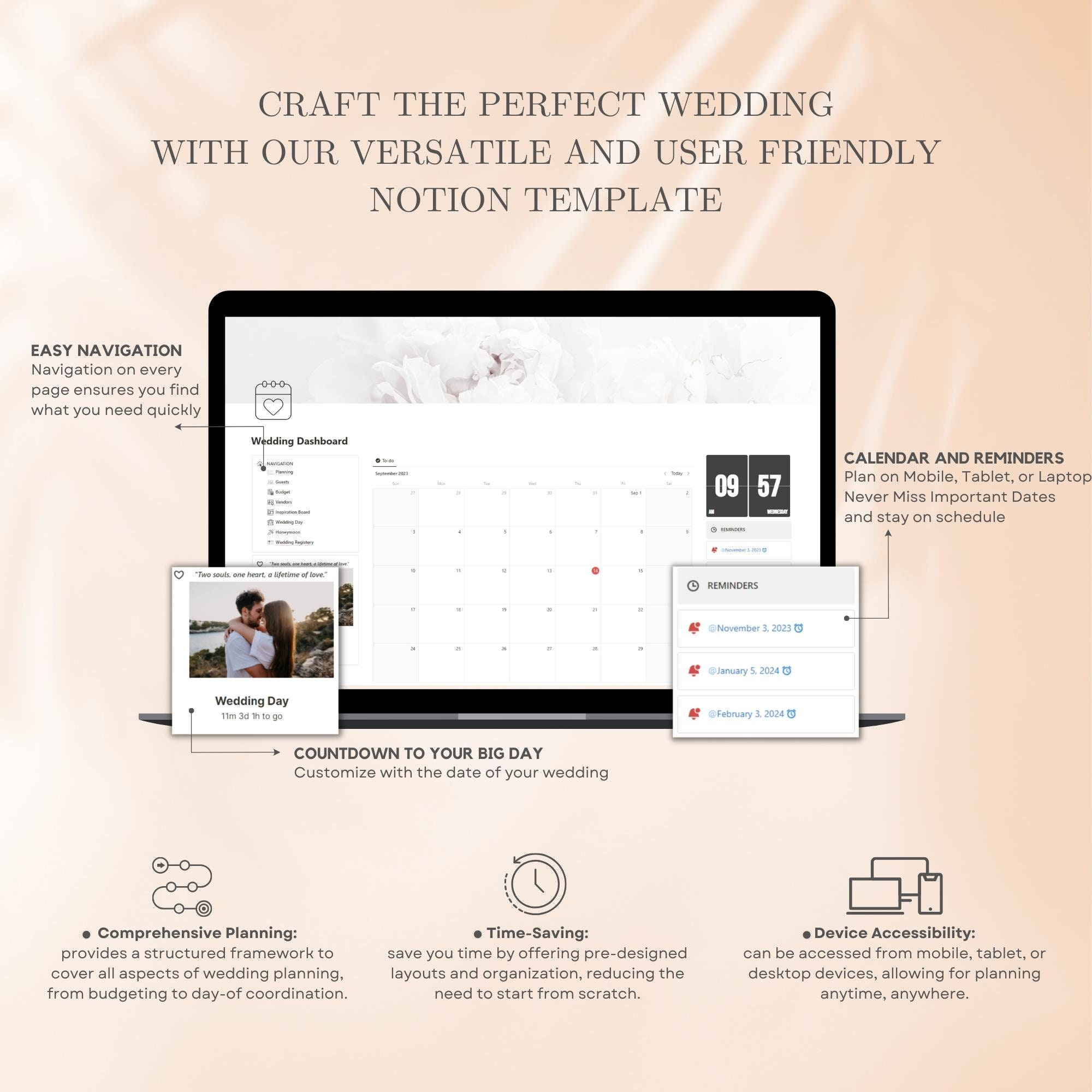 Notion Template for Wedding, Notion Planner, Honeymoon Digital Planning ...