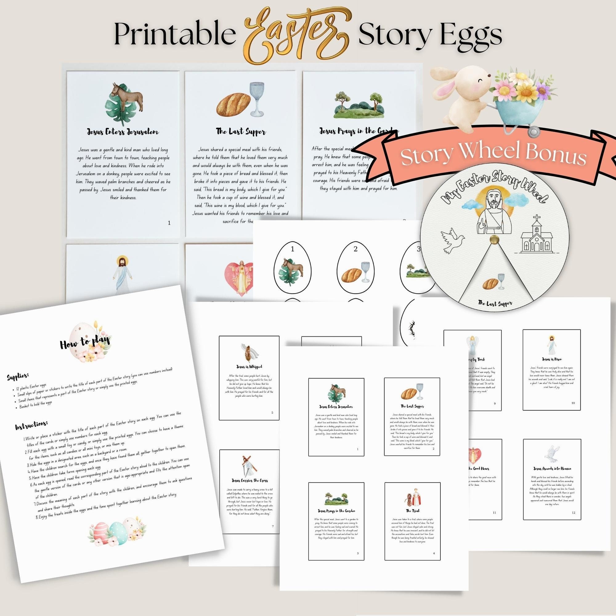 Easter Story Eggs Printable Activity for Kids, Christian Easter Cards ...