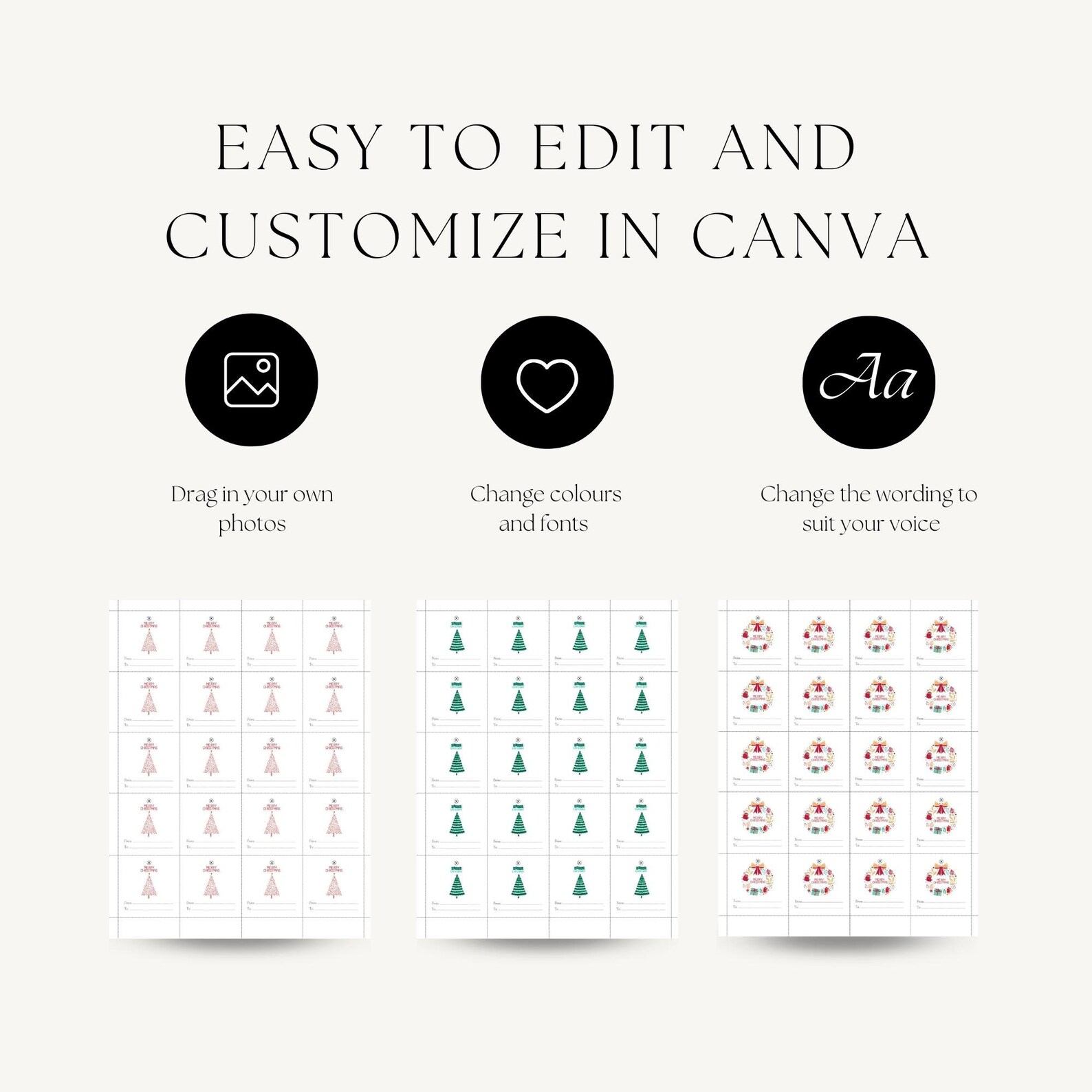 Printable Christmas Gift Tag Bundle, Editable Canva Template, Custom ...