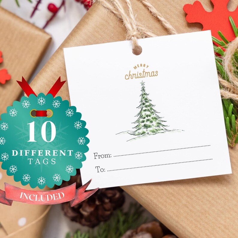 Printable Christmas Gift Tag Bundle Editable Canva Template - Etsy