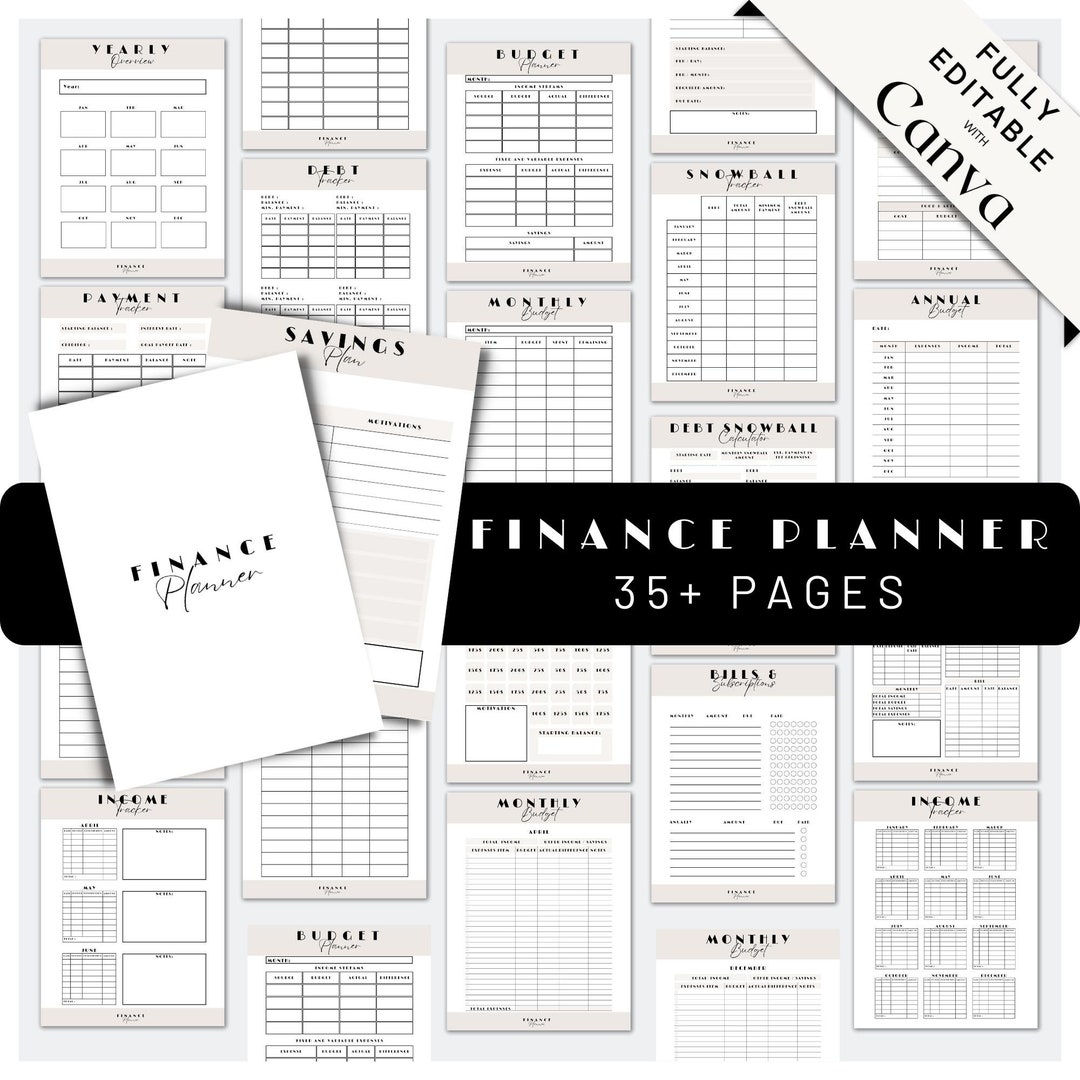 Budget Planner Template Canva, Printable Budget Tracker, Financial ...
