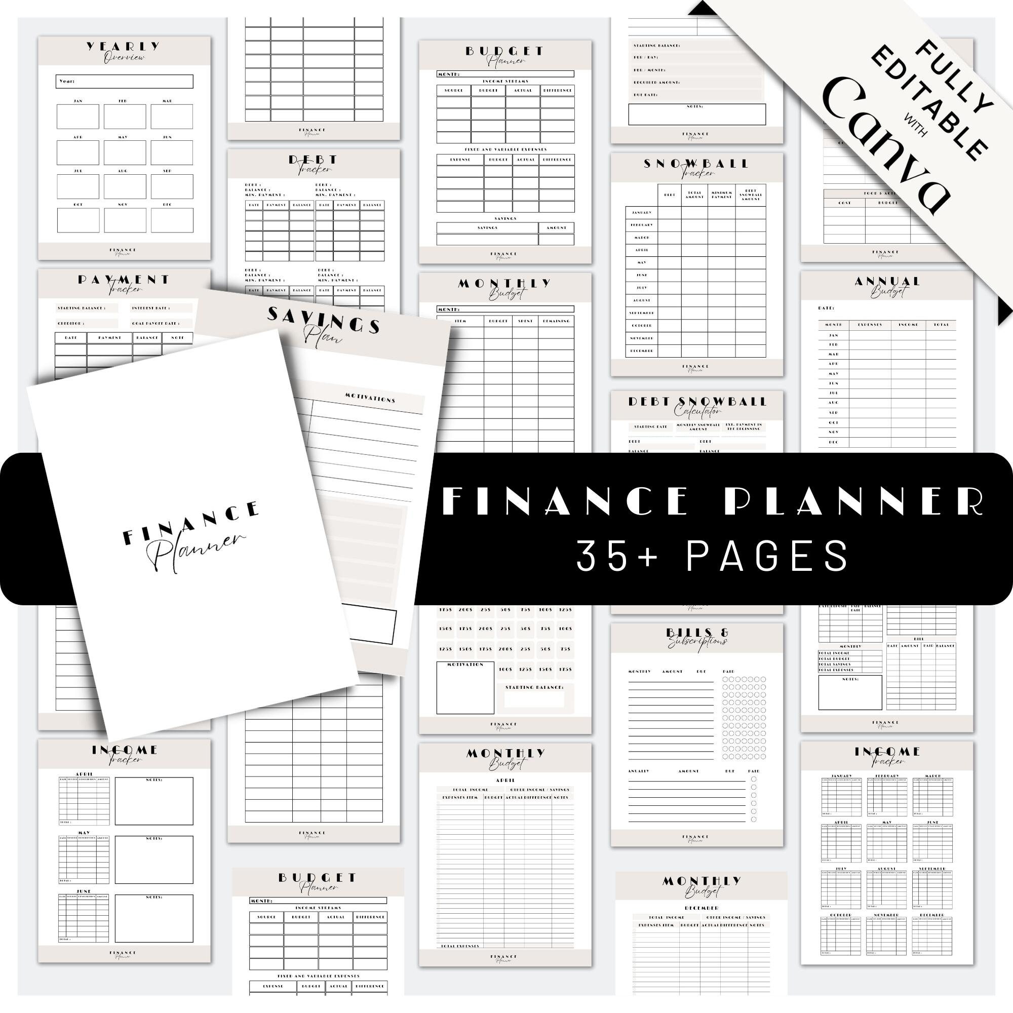 Budget Planner Template Canva, Printable Budget Tracker, Financial ...