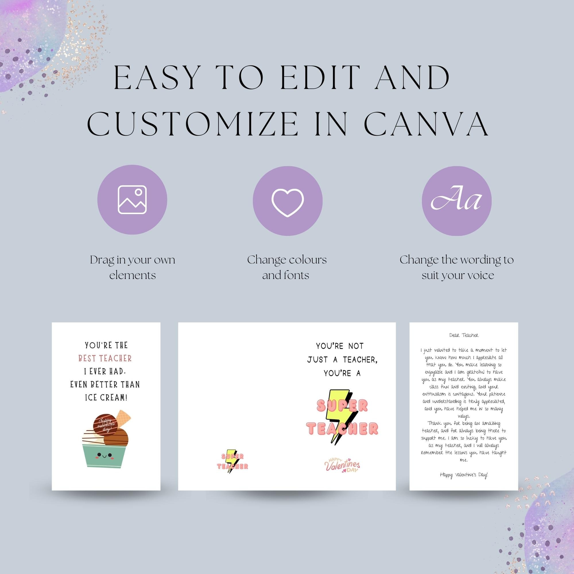 Printable Valentines Day Card for Teacher From Kid, Fully Editable Best ...