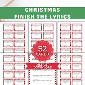 Christmas Song Game Finish the Lyrics, Party Games for Kids,family and ...