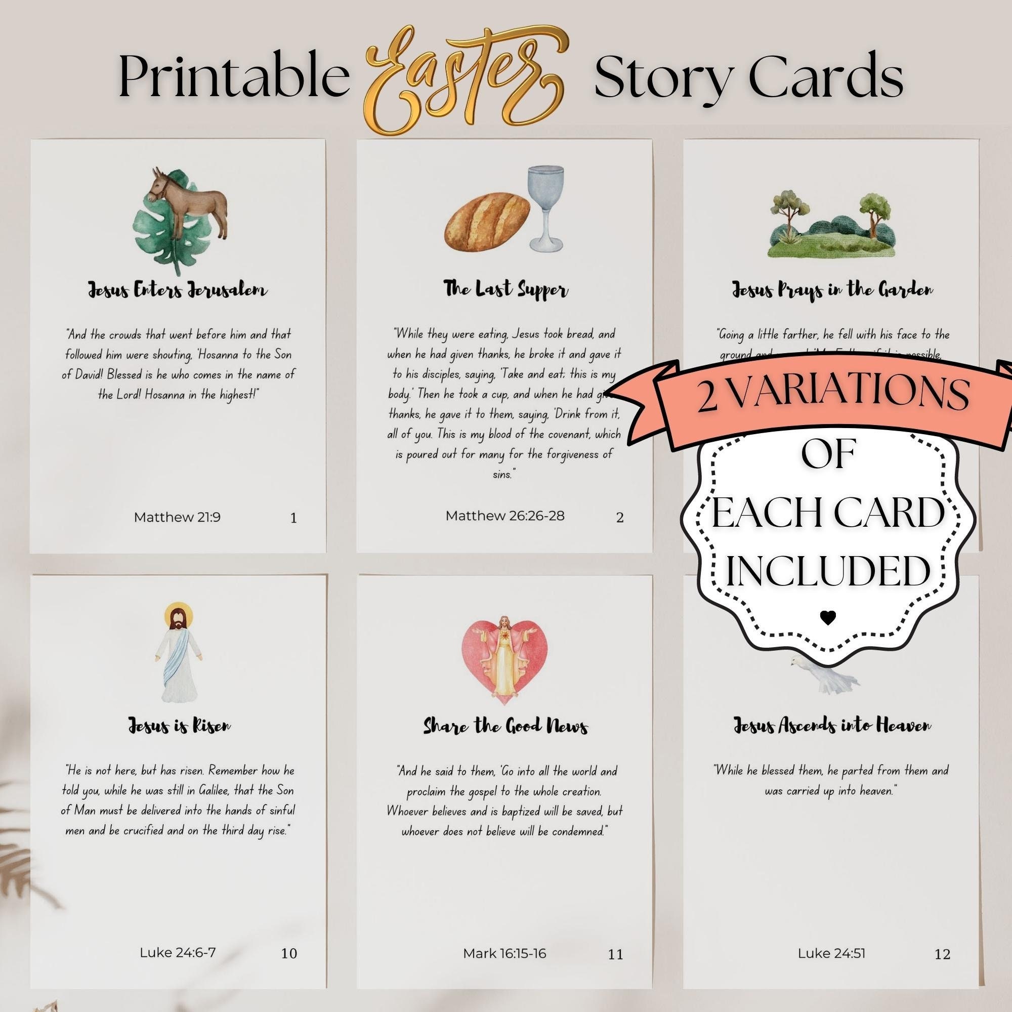 Easter Story Cards for Kids, Printable Activities, Free Easter Story ...
