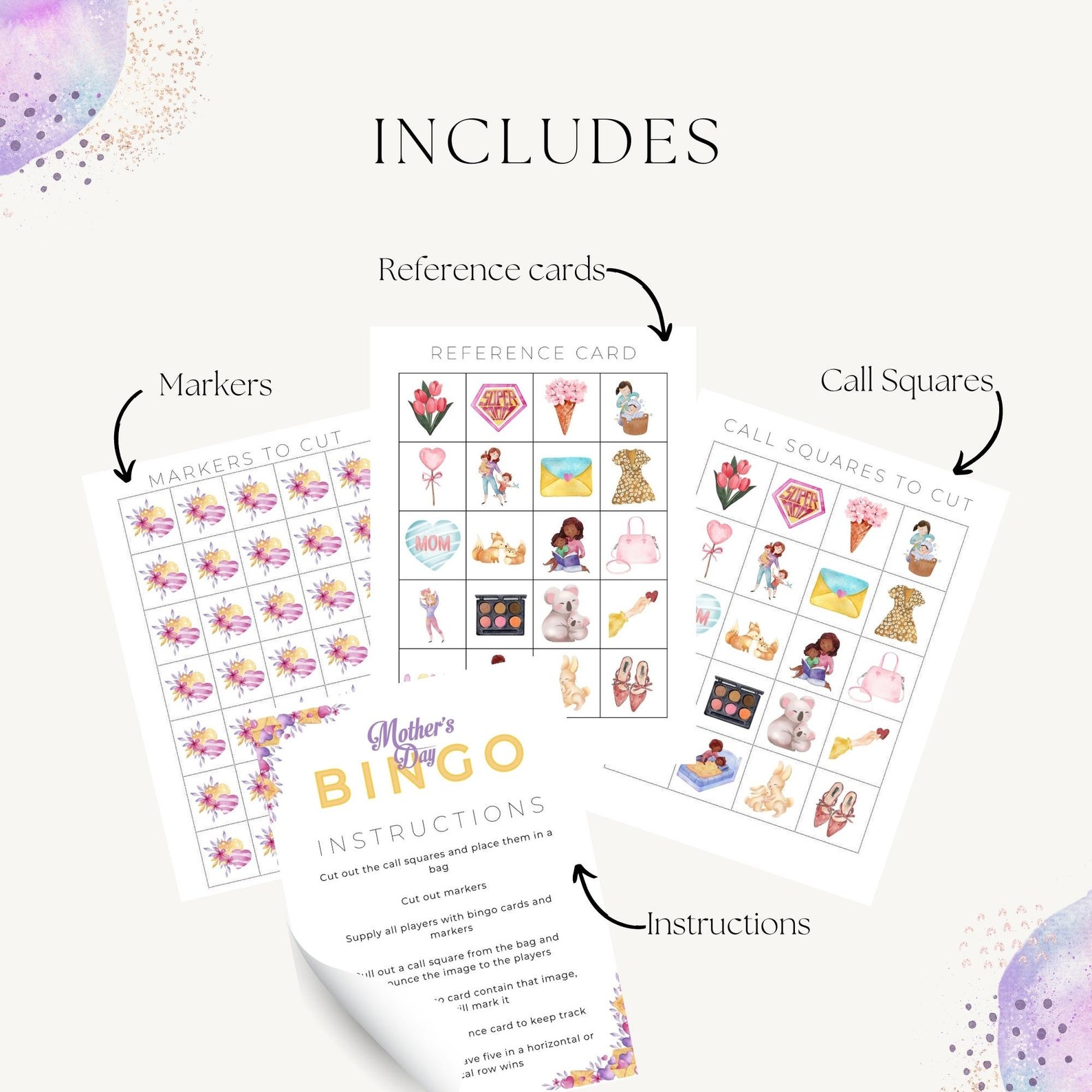 Mother's Day Bingo Printable, 50 Unique Bingo Cards for Kids, School ...