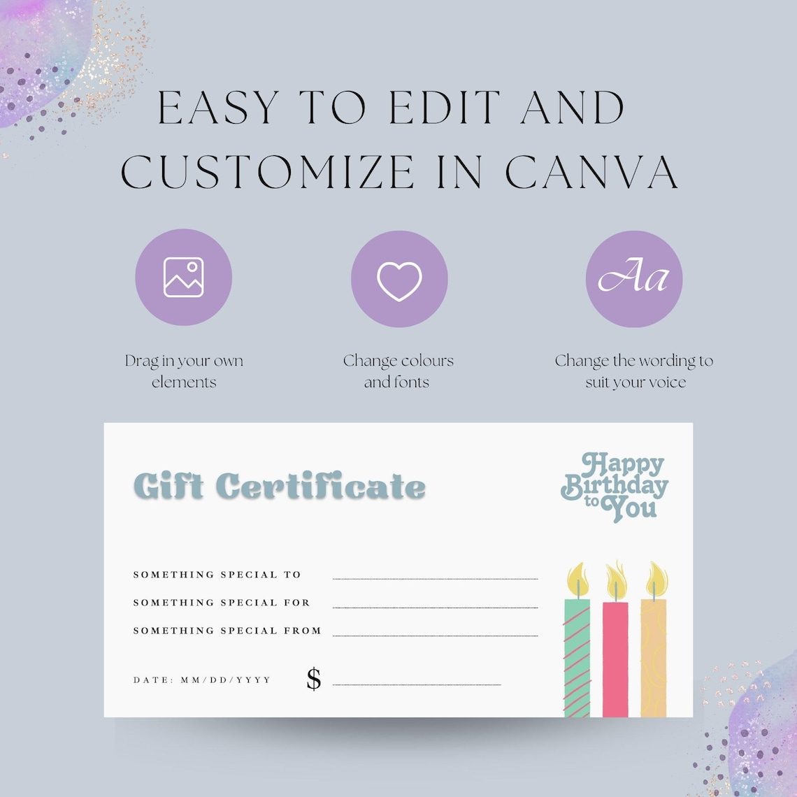 Happy Birthday Gift Certificate Canva Template, Editable Gift Coupon ...