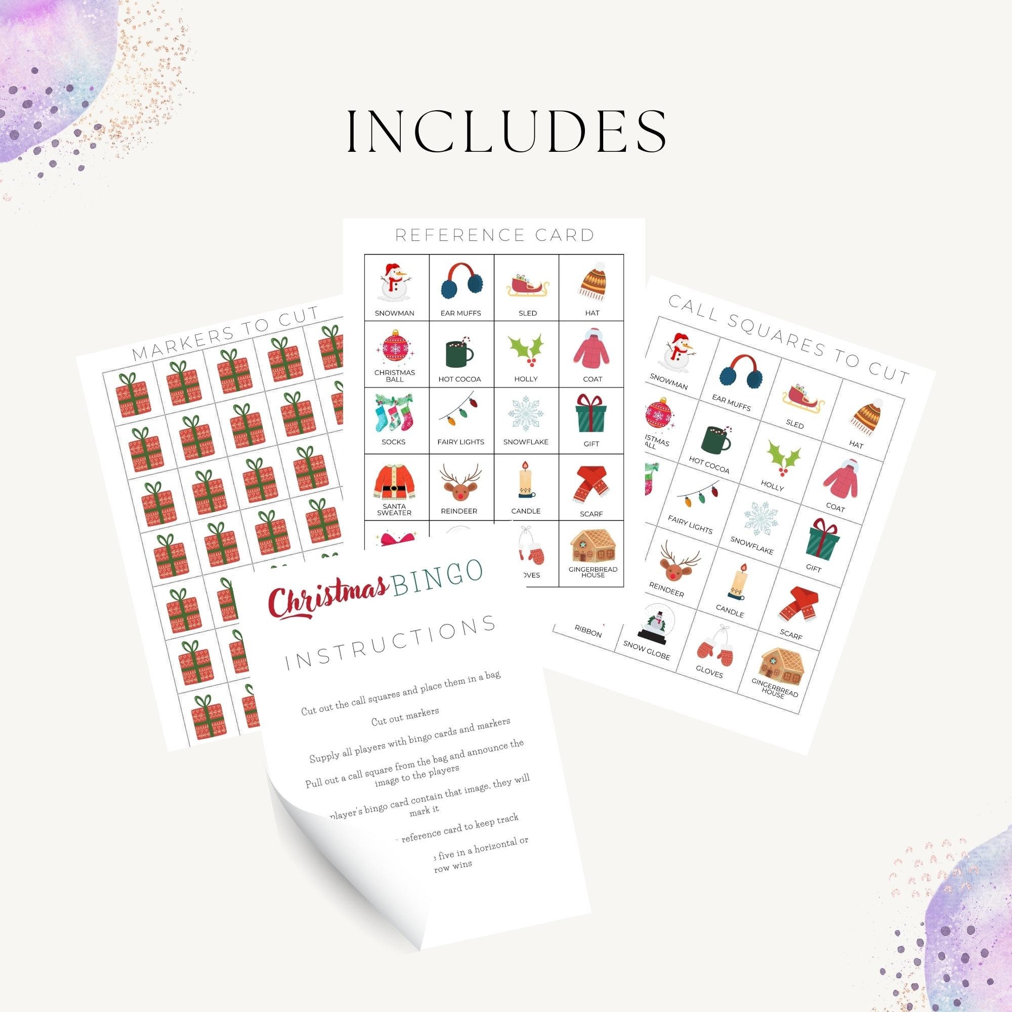 Christmas Bingo Cards Printable, 30 Unique Bingo Cards for Kids, Family ...