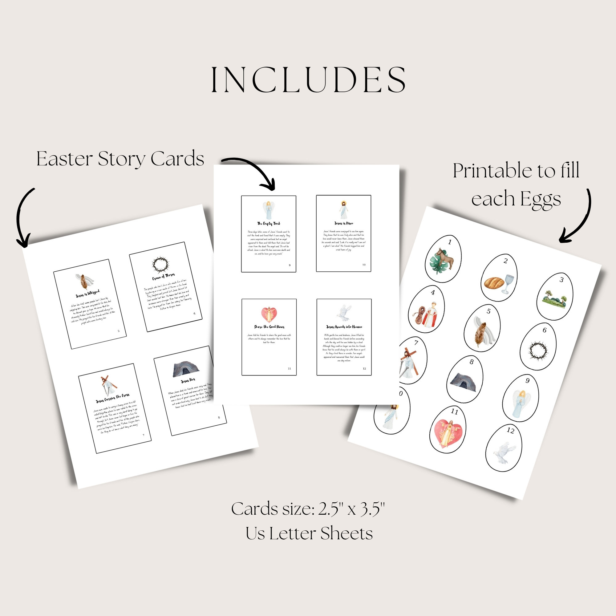 Easter Story Eggs Printable Activity for Kids, Christian Easter Cards ...