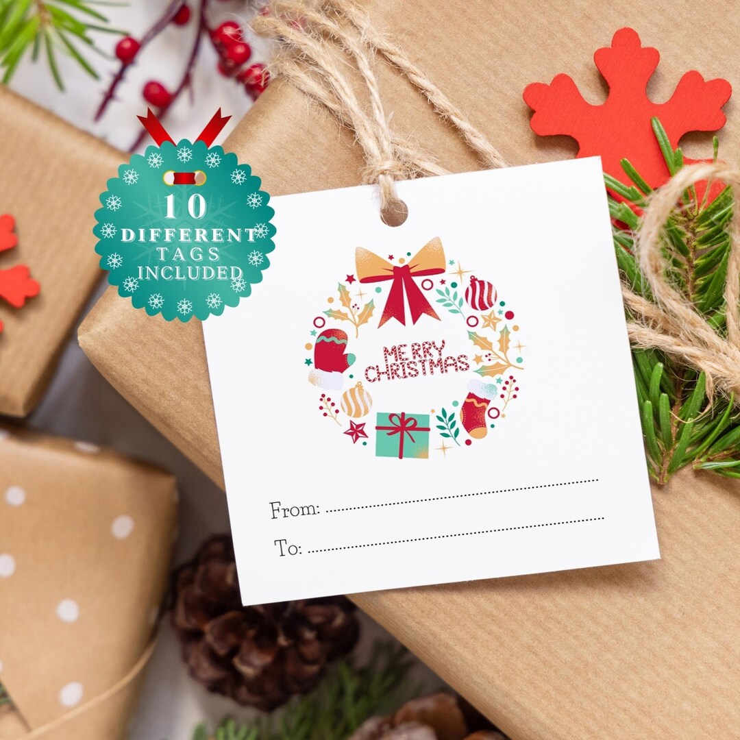 Printable Christmas Gift Tag Bundle, Editable Canva Template, Custom ...