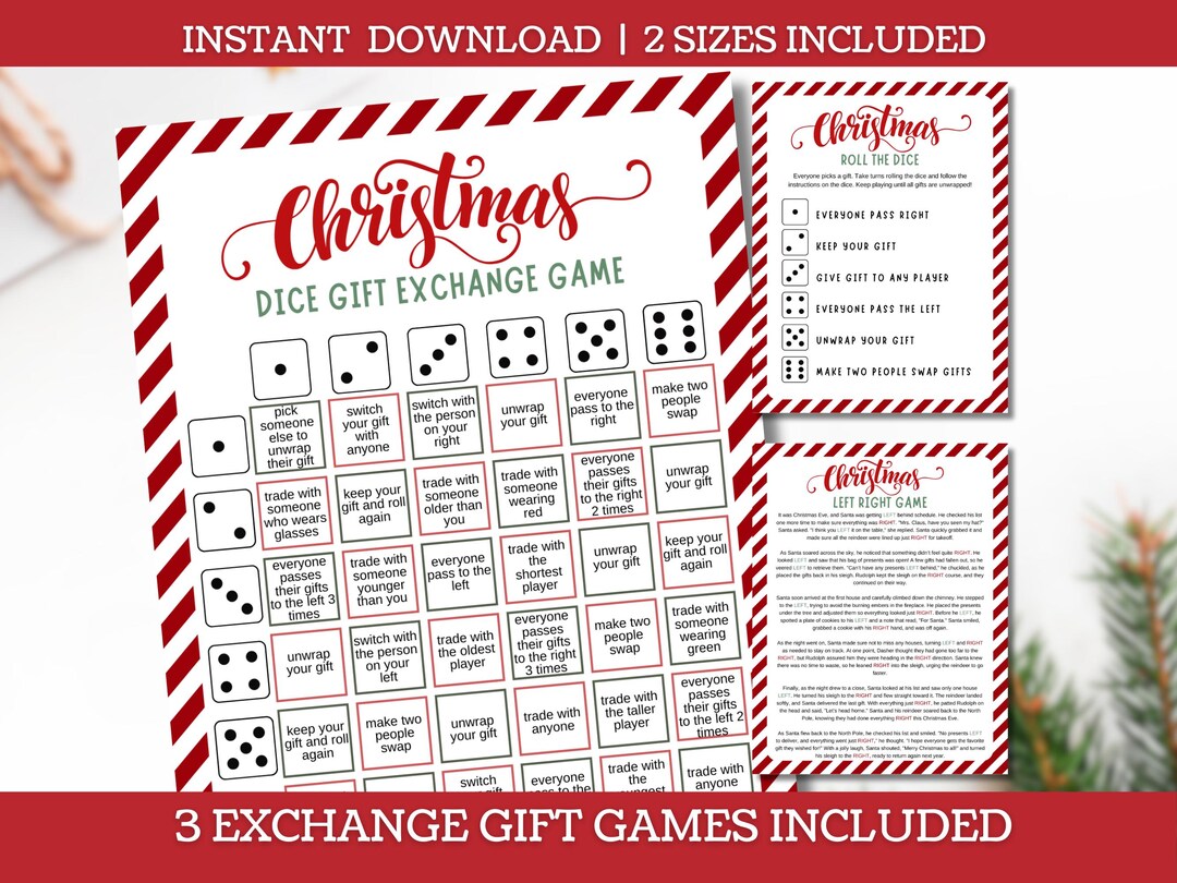 Roll the Dice Christmas Gift Exchange Game, Christmas Printable Game ...