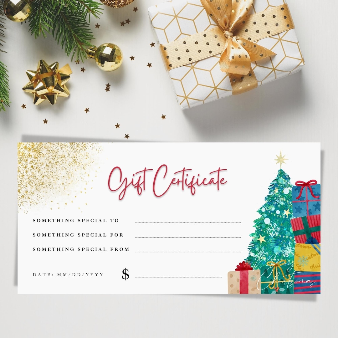 Gift Certificate Template Canva, Editable Christmas Coupon ...