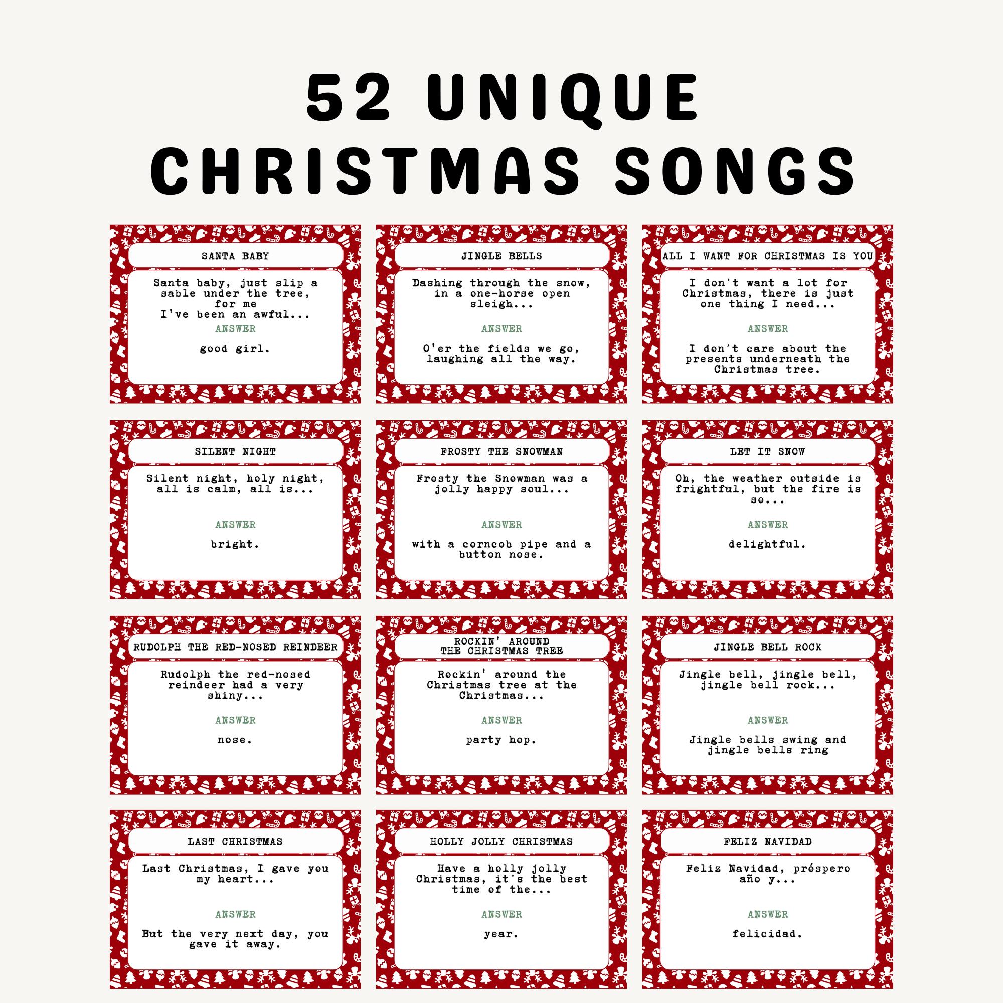 Christmas Song Game Finish the Lyrics, Party Games for Kids,family and ...