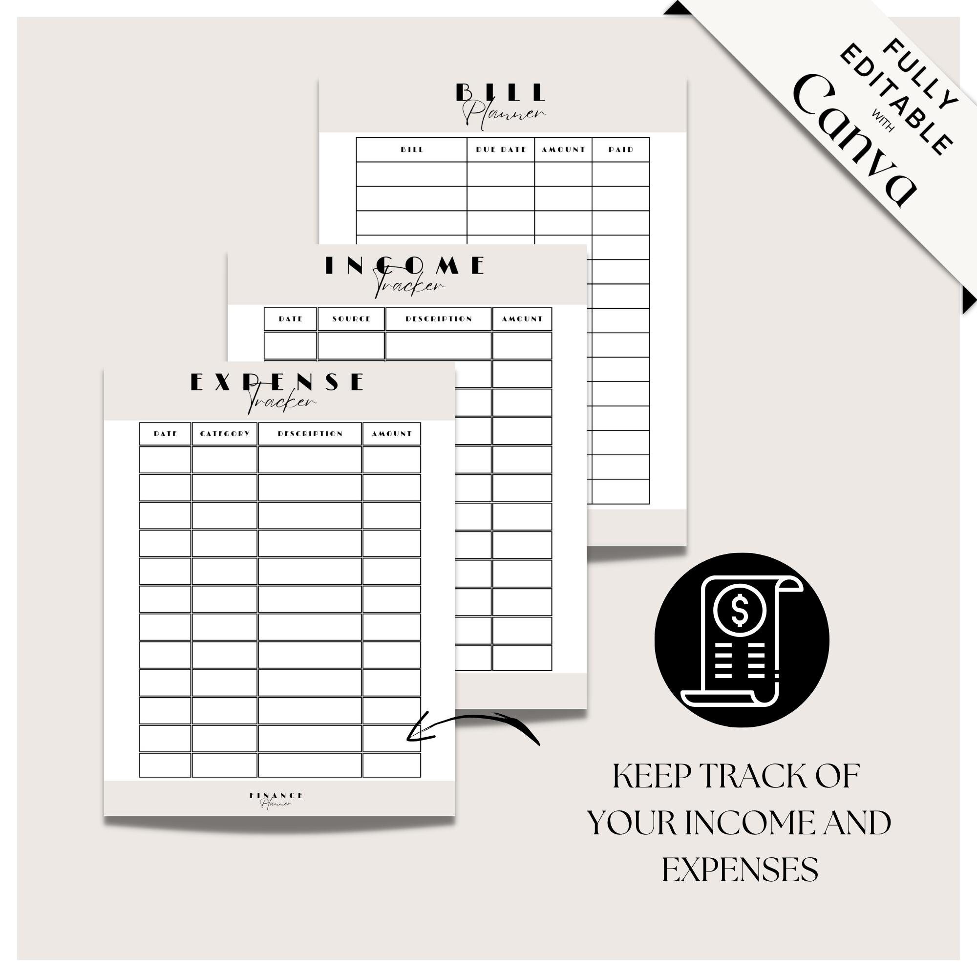 Budget Planner Template Canva, Printable Budget Tracker, Financial ...