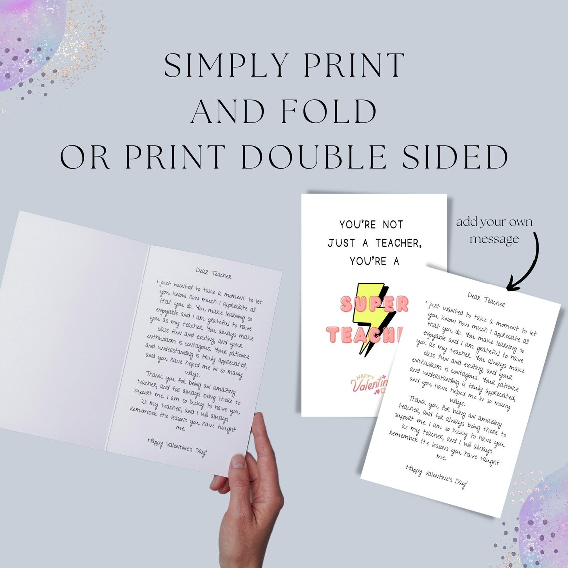 Printable Valentines Day Card for Teacher From Kid, Fully Editable Best ...