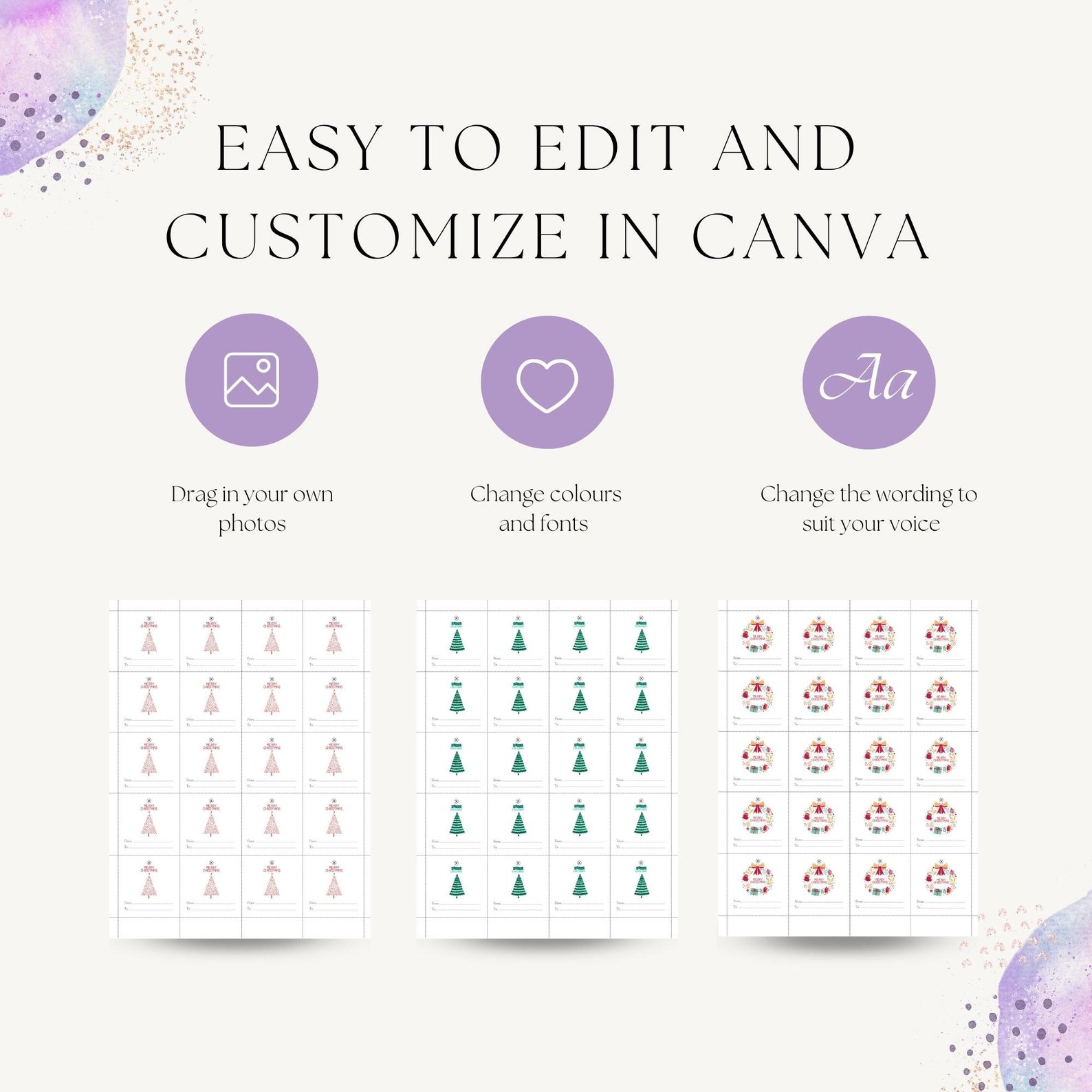 Printable Christmas Gift Tag Bundle Editable Canva Template - Etsy