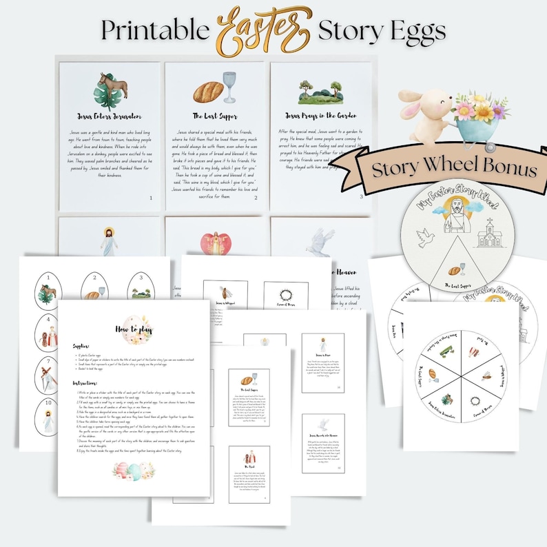 Easter Story Wheel Printable, Easter Story Cards Printable Activity for ...