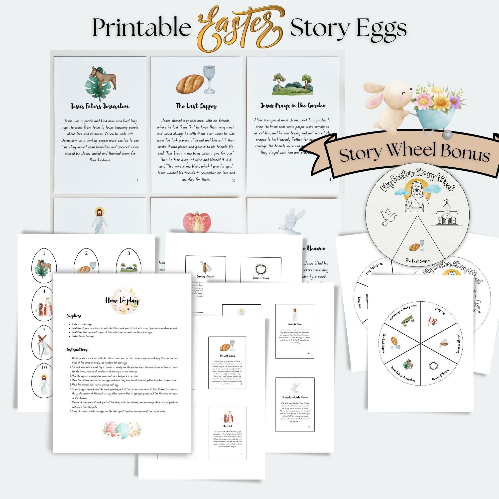 Easter Story Wheel Printable, Easter Story Cards Printable Activity for ...