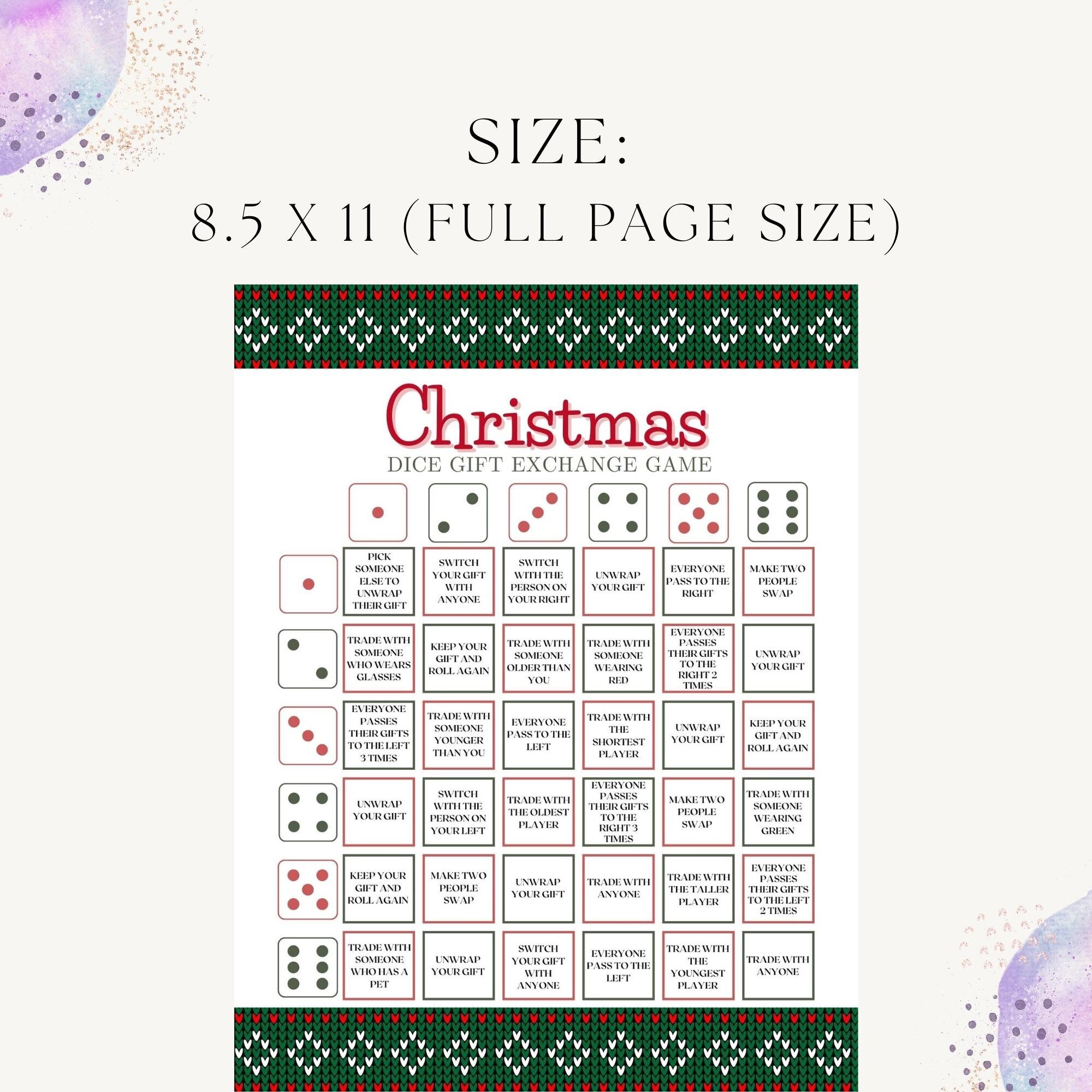 Christmas Gift Exchange Dice Games, Christmas Printable Game, Group ...