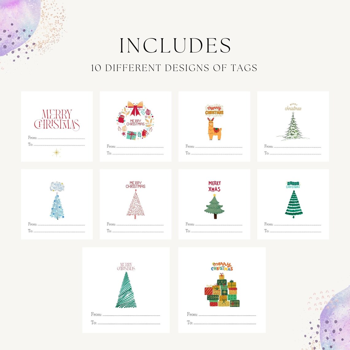 Printable Christmas Gift Tag Bundle Editable Canva Template - Etsy
