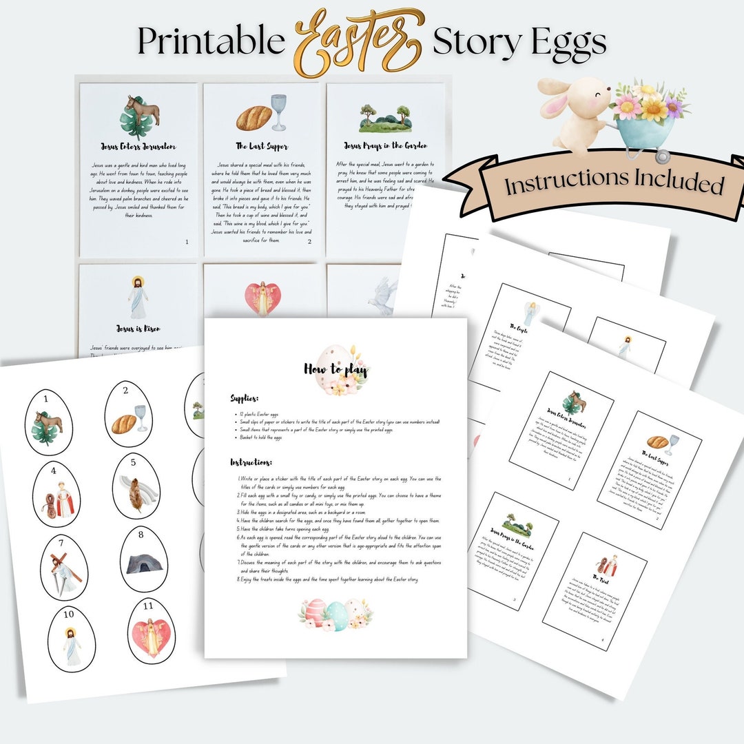 Easter Story Eggs Printable Activity for Kids, Christian Easter Cards ...