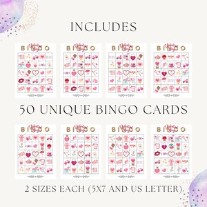 Valentines Day Bingo Cards for Kids, 50 Unique Bingo Cards, Valentines ...