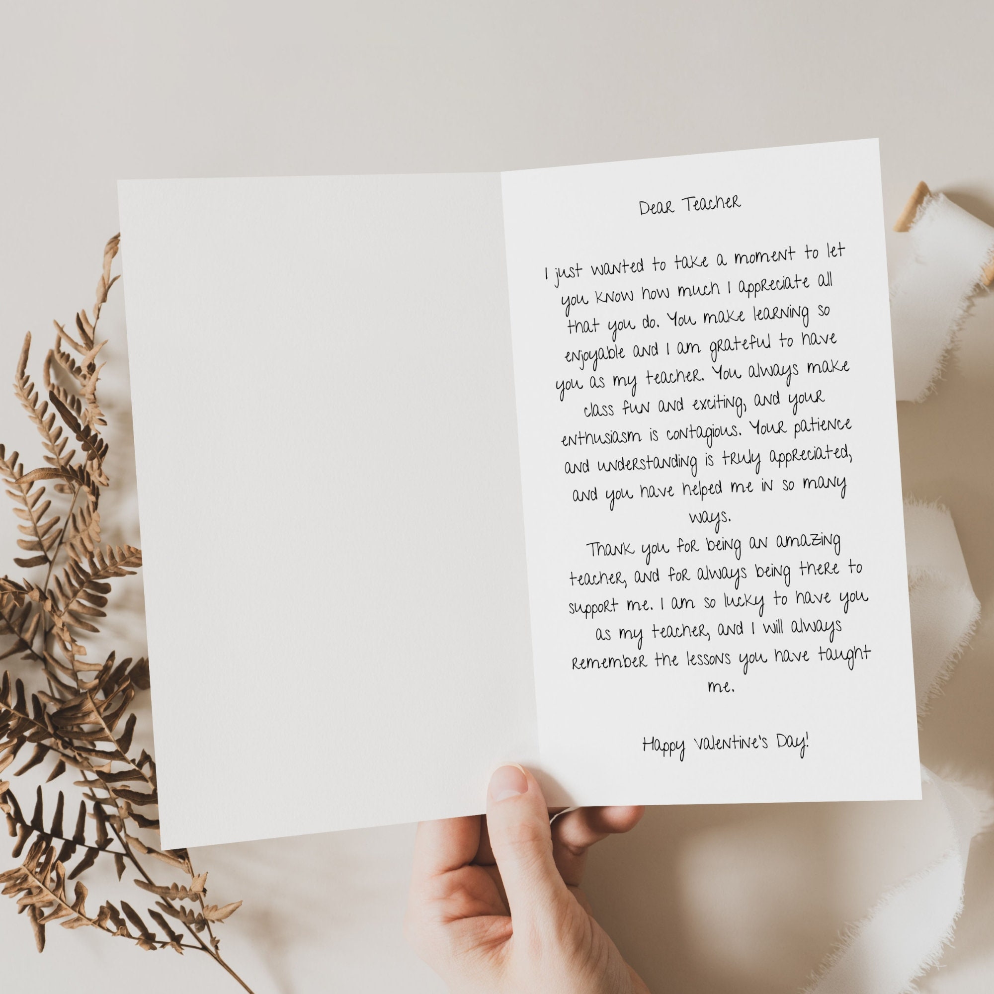 Printable Valentines Day Card for Teacher From Kid, Fully Editable Best ...