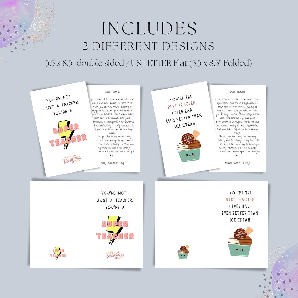 Printable Valentines Day Card for Teacher From Kid, Fully Editable Best ...