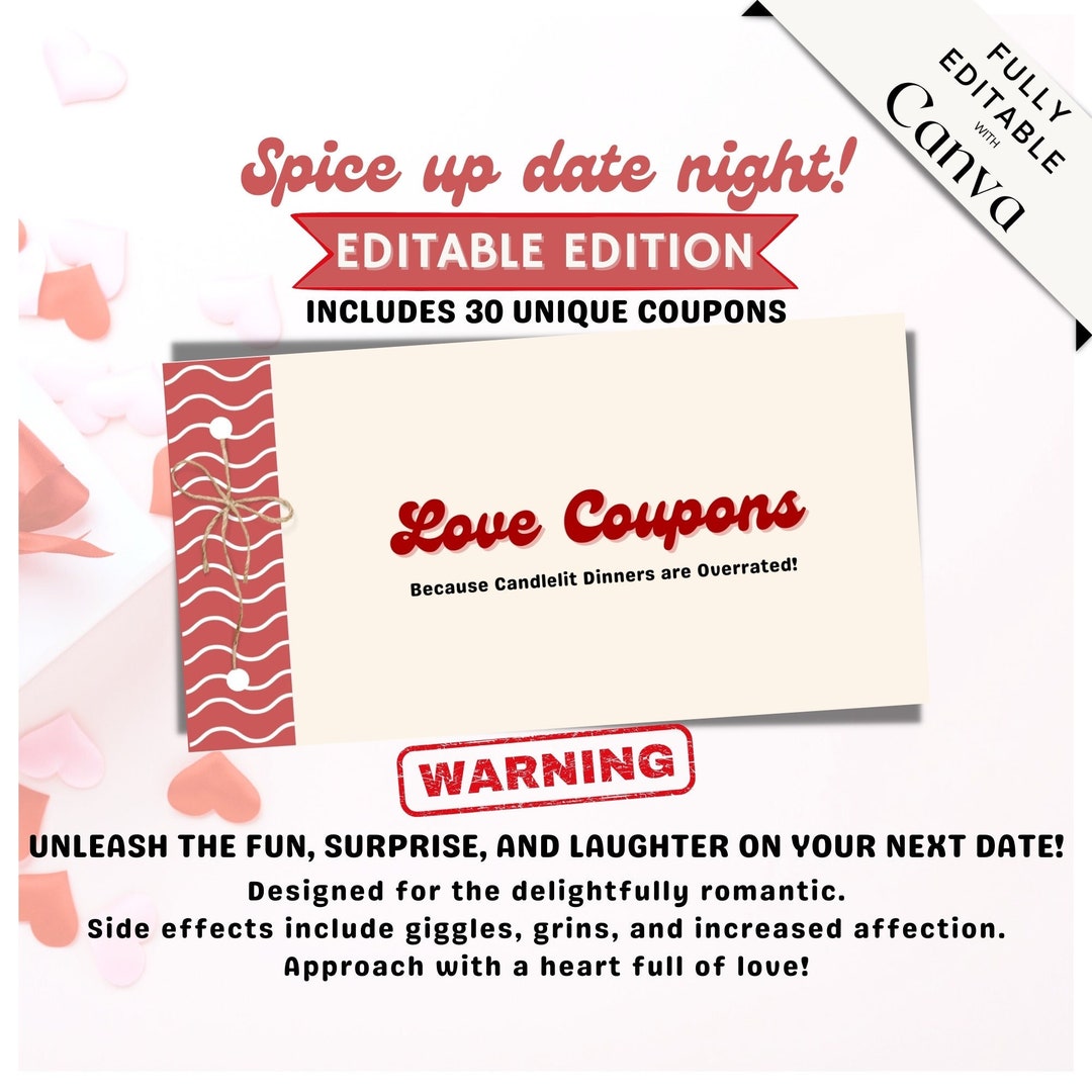 Love Coupons Canva Template, Editable Valentines Day Vouchers for ...