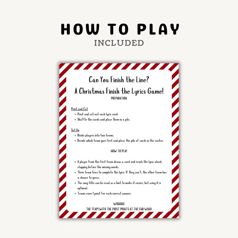 Christmas Song Game Finish the Lyrics, Party Games for Kids,family and ...