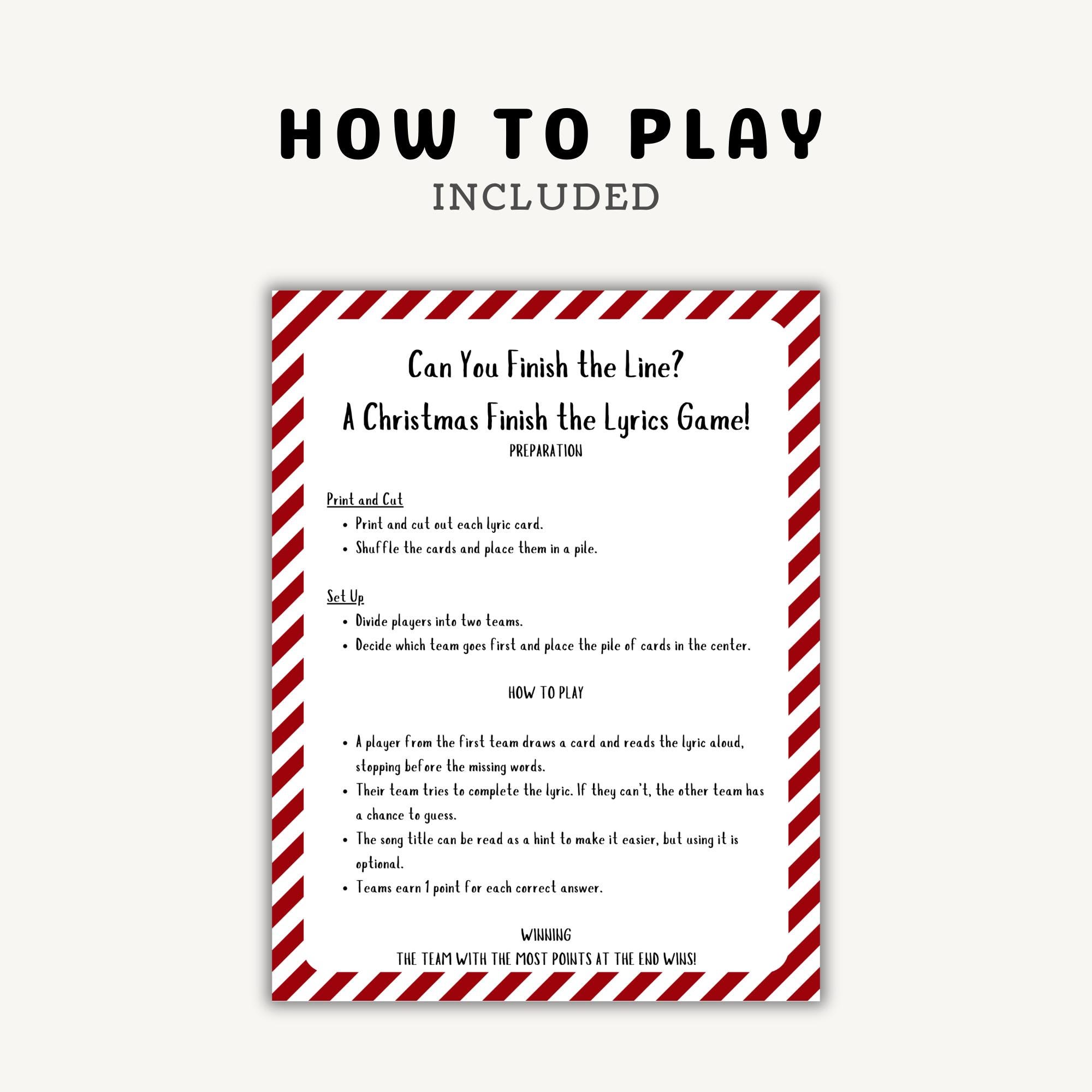 Christmas Song Game Finish the Lyrics, Party Games for Kids,family and ...