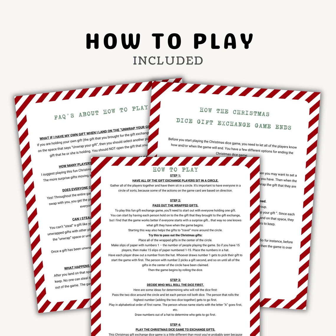 Roll the Dice Christmas Gift Exchange Game, Christmas Printable Game ...