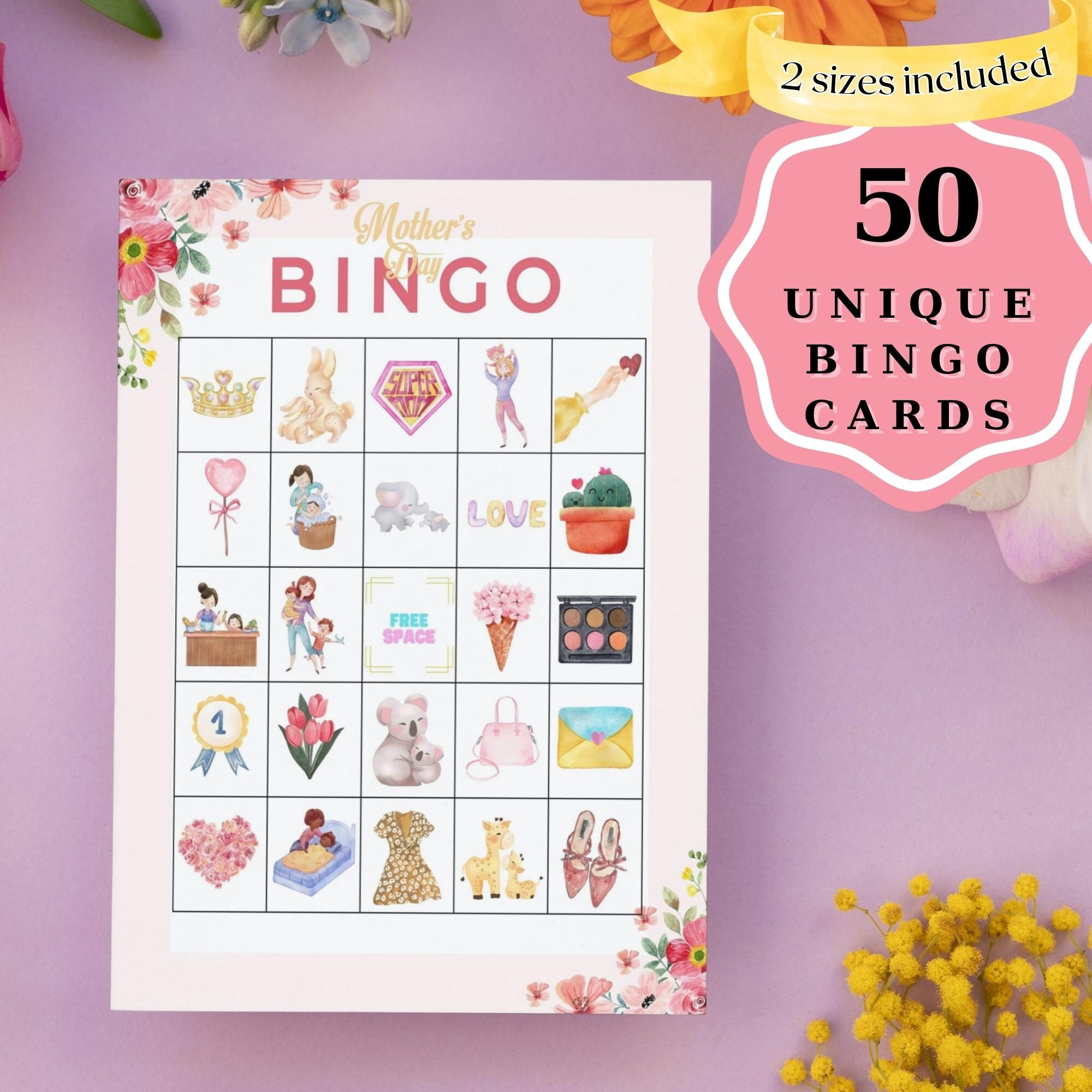 Mother's Day Bingo Printable, 50 Unique Bingo Cards for Kids, School ...