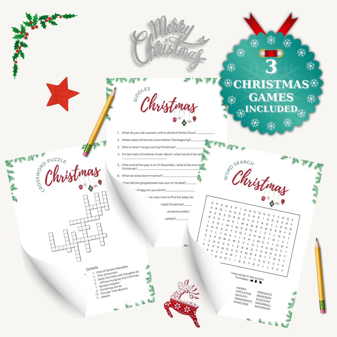 Christmas Games Printable Bundle, Family Activities, Holiday Party Word ...
