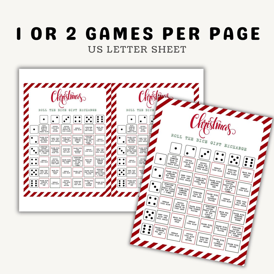 Roll the Dice Christmas Gift Exchange Game, Christmas Printable Game ...