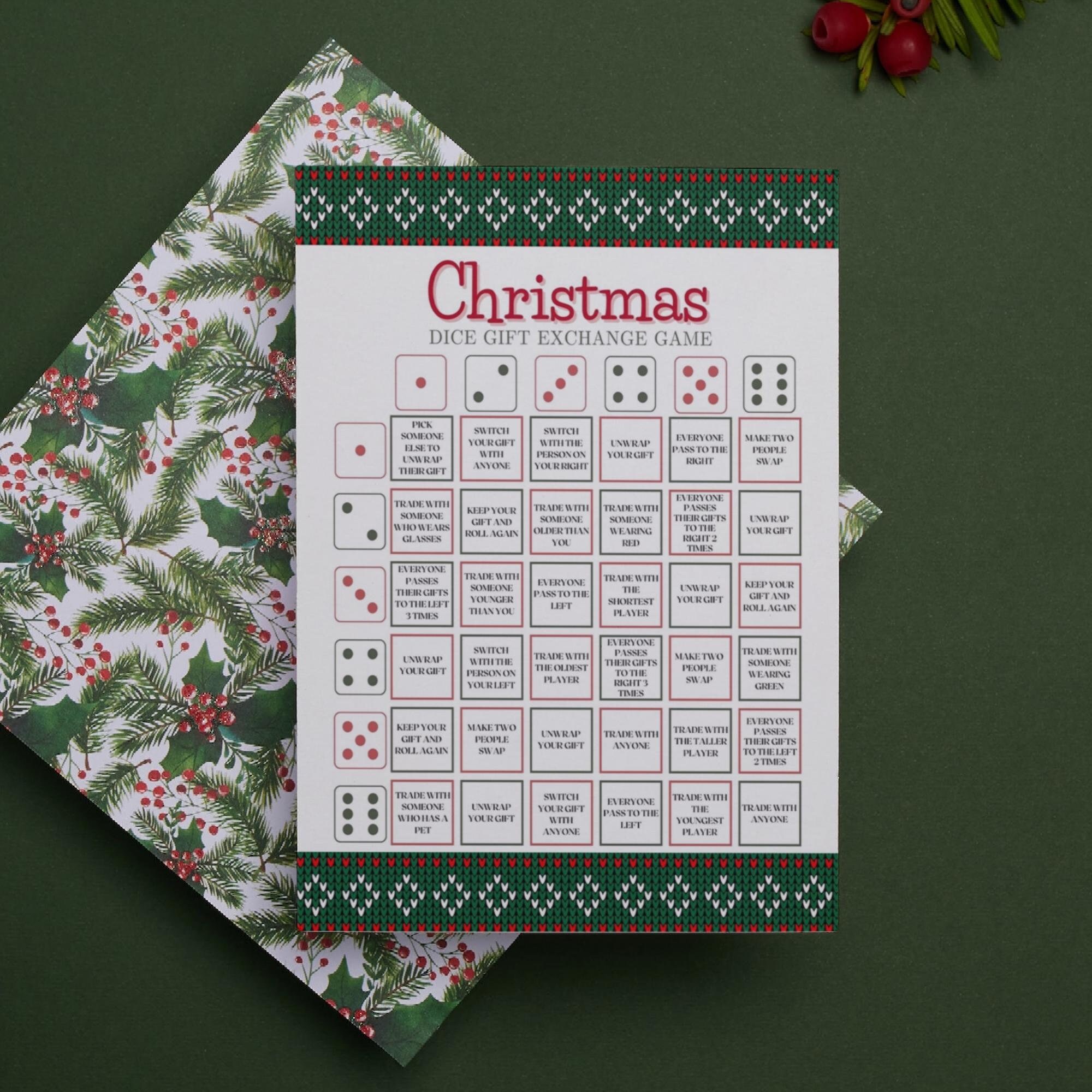 Christmas Gift Exchange Dice Games, Christmas Printable Game, Group ...