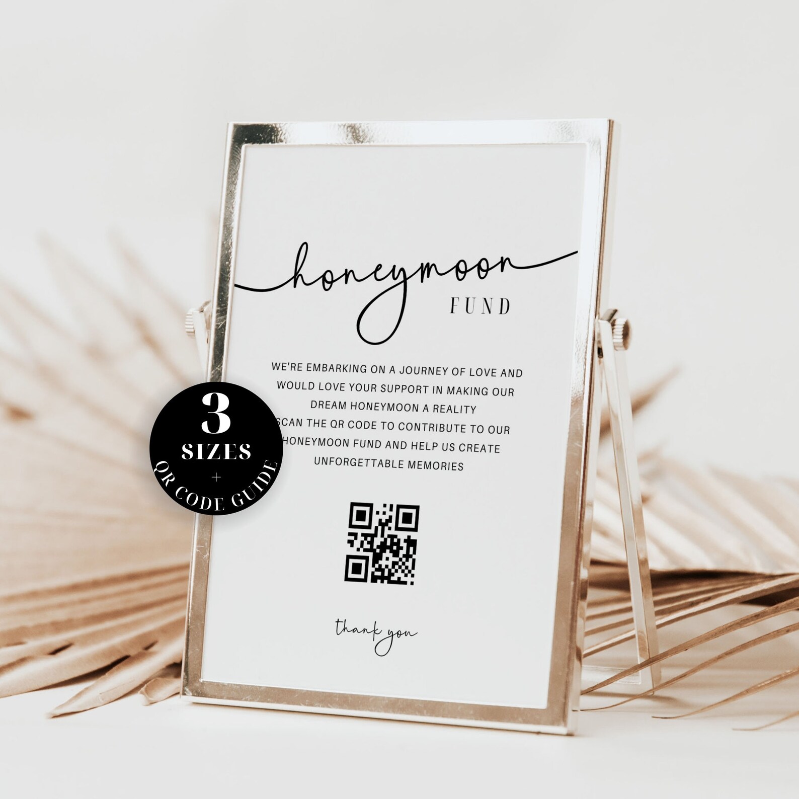 Honeymoon Fund Qr Code Template, Honeymoon Signage, Cash Gift Sign ...