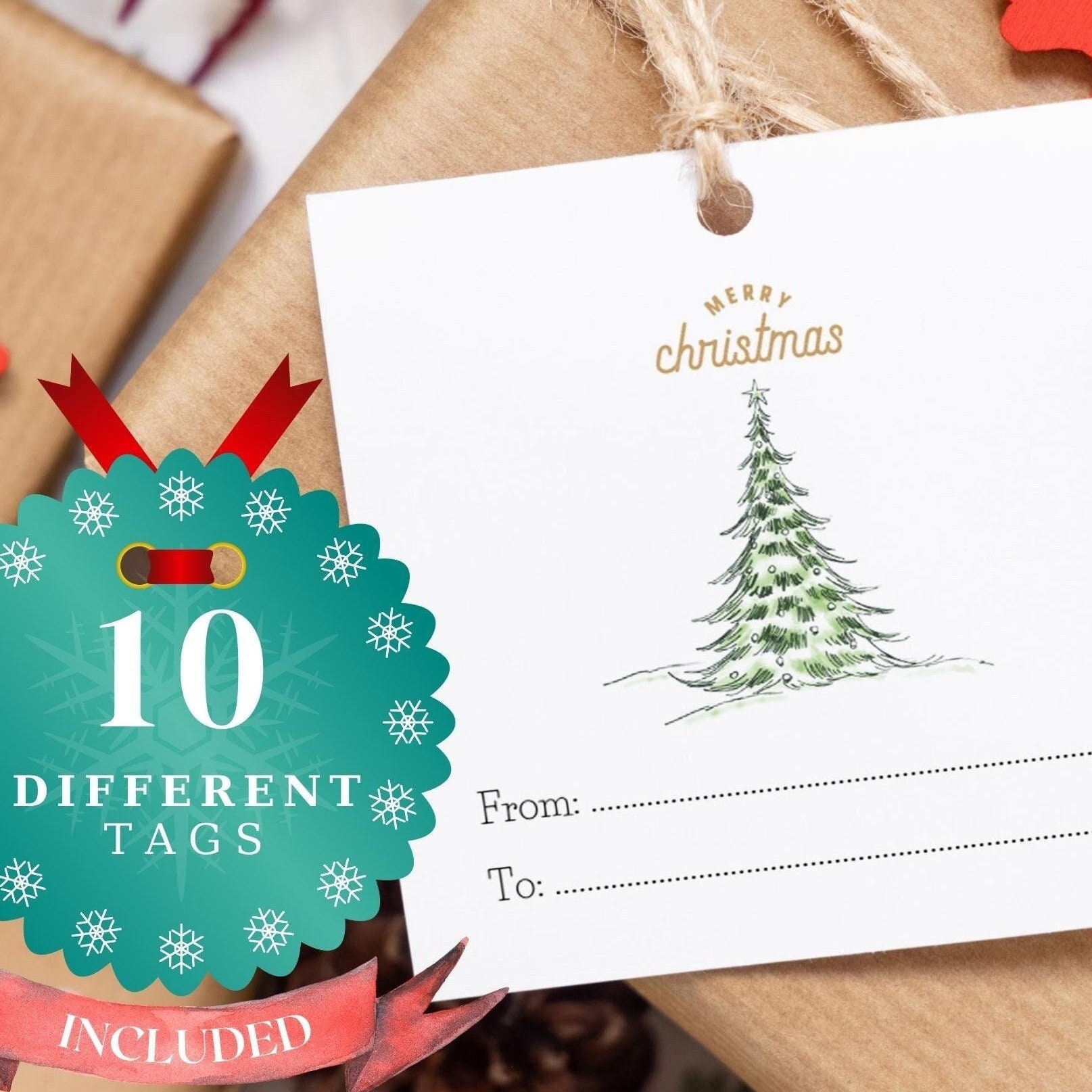 Printable Christmas Gift Tag Bundle, Editable Canva Template, Custom ...