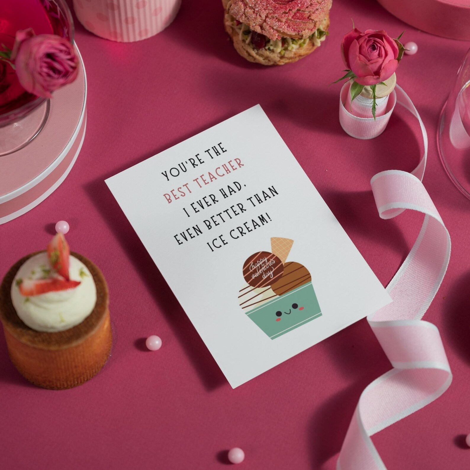 Printable Valentines Day Card for Teacher From Kid, Fully Editable Best ...