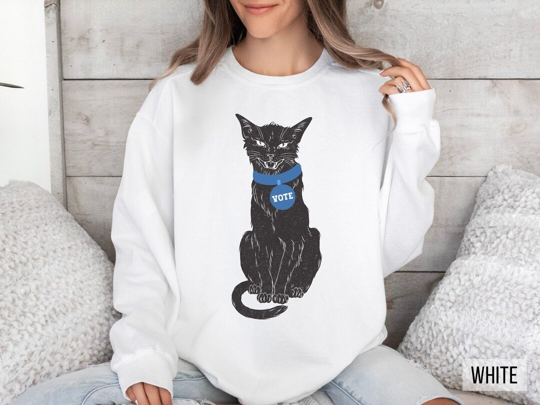 Black Cat Vote Sweatshirt, Election 2024 Vote Shirt, Childless Cat ...