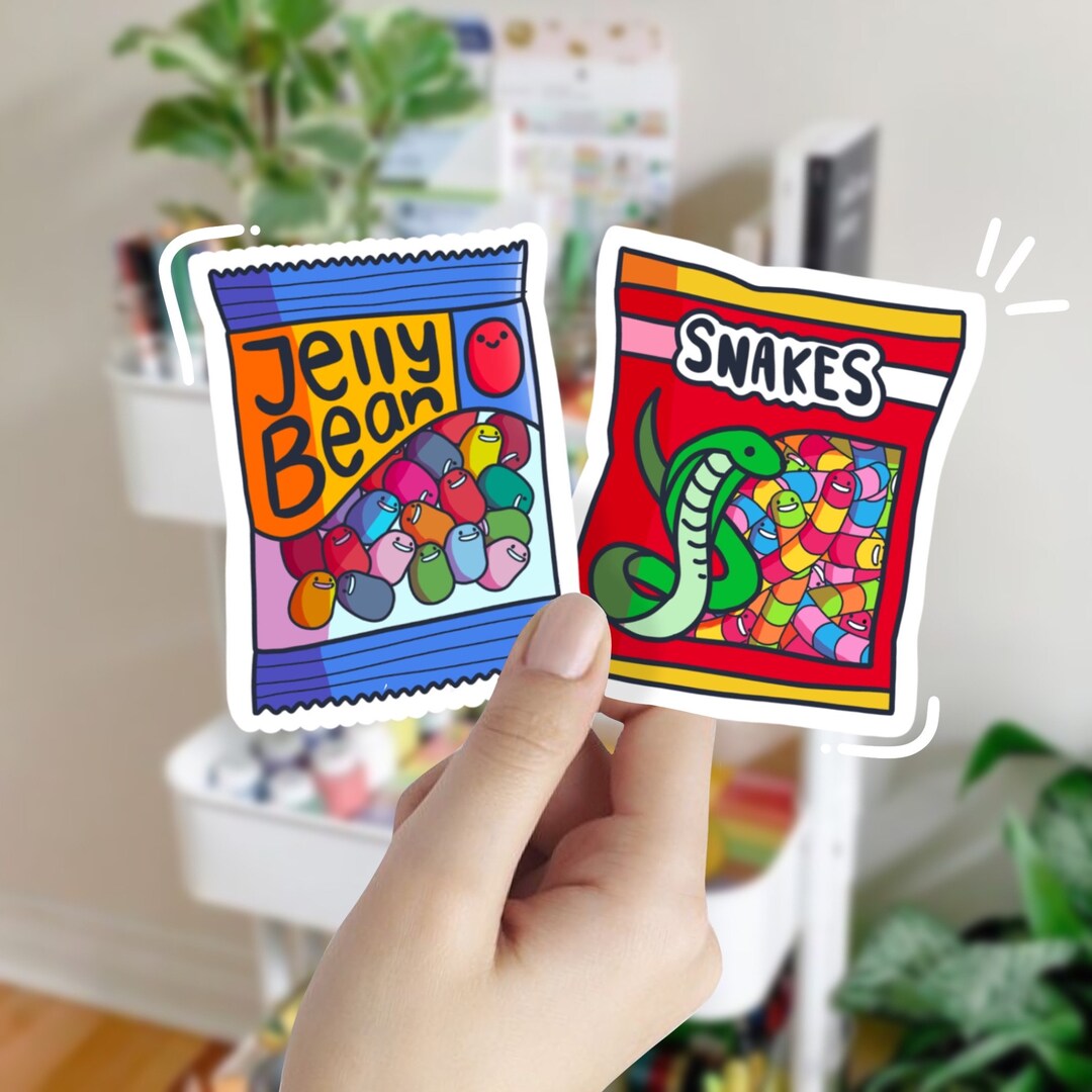 Cute and Funny Lollies Vinyl Sticker 2 Pack Jelly Beans/snakes - Etsy