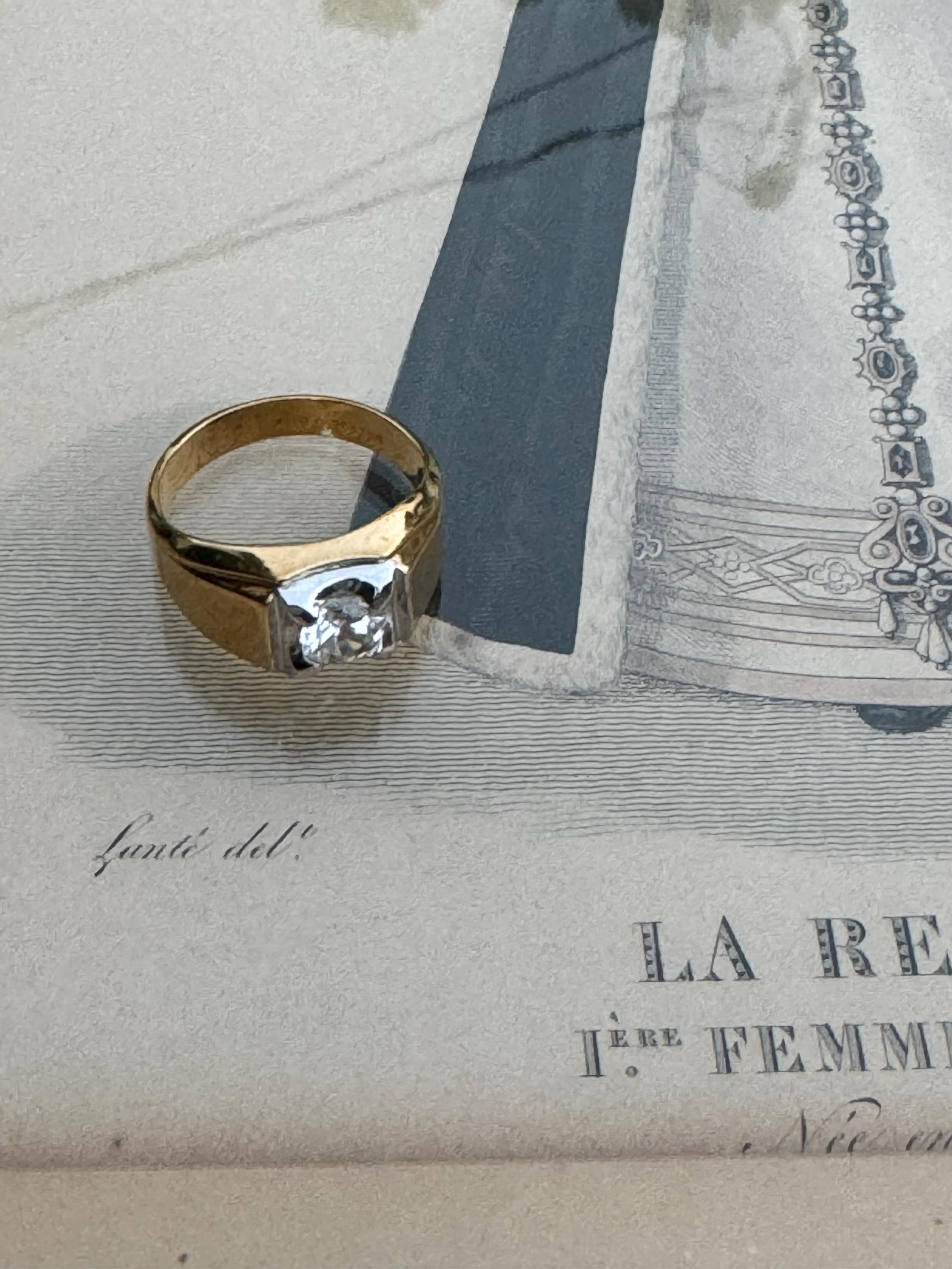 Vintage Men's LIND 14k HGE Ring Electro Gold Platead & Cubic Zirconia ...