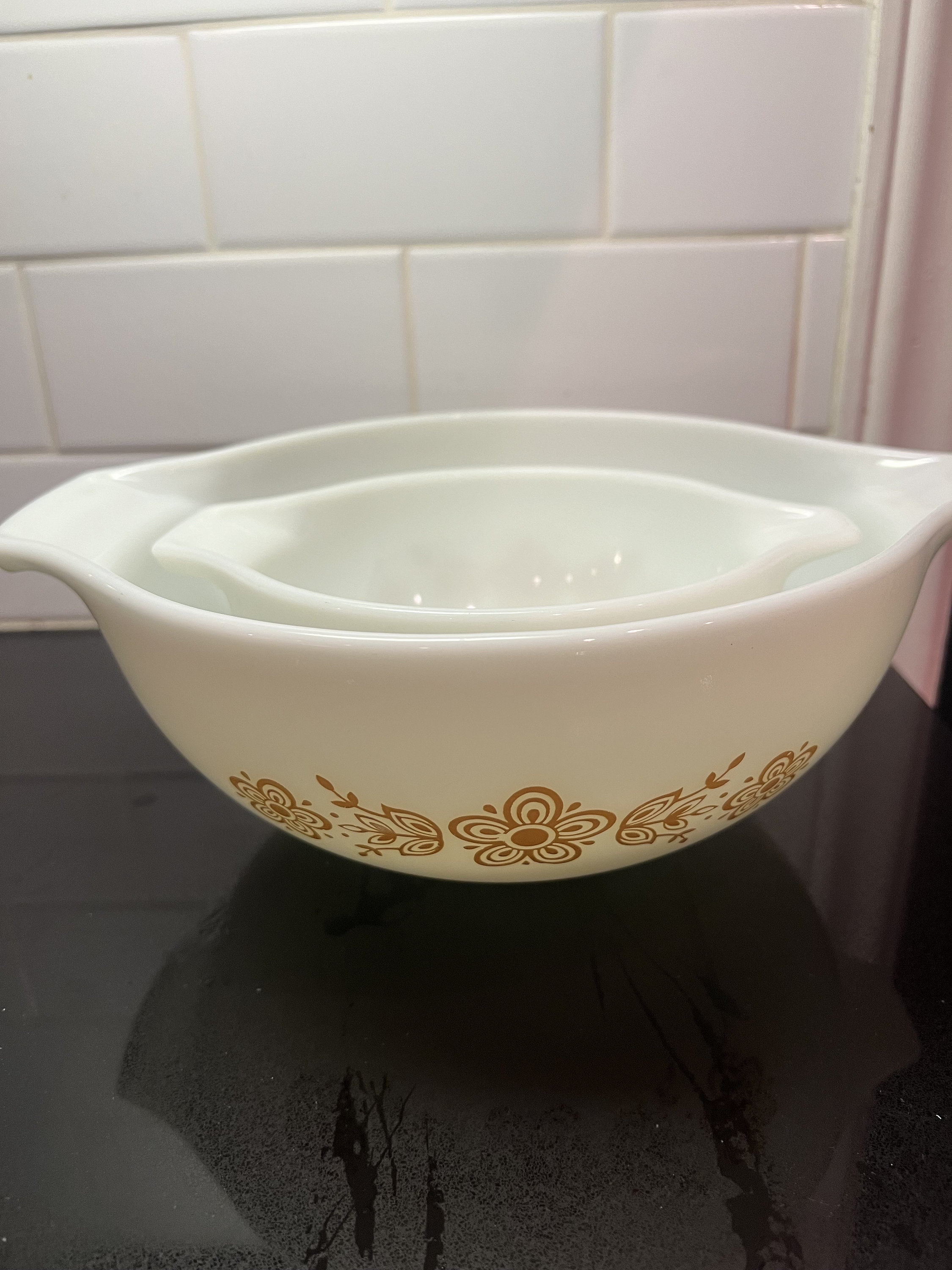 Vintage Pyrex Butterfly Gold Pattern Mixing Bowl With Handles #443 - Etsy