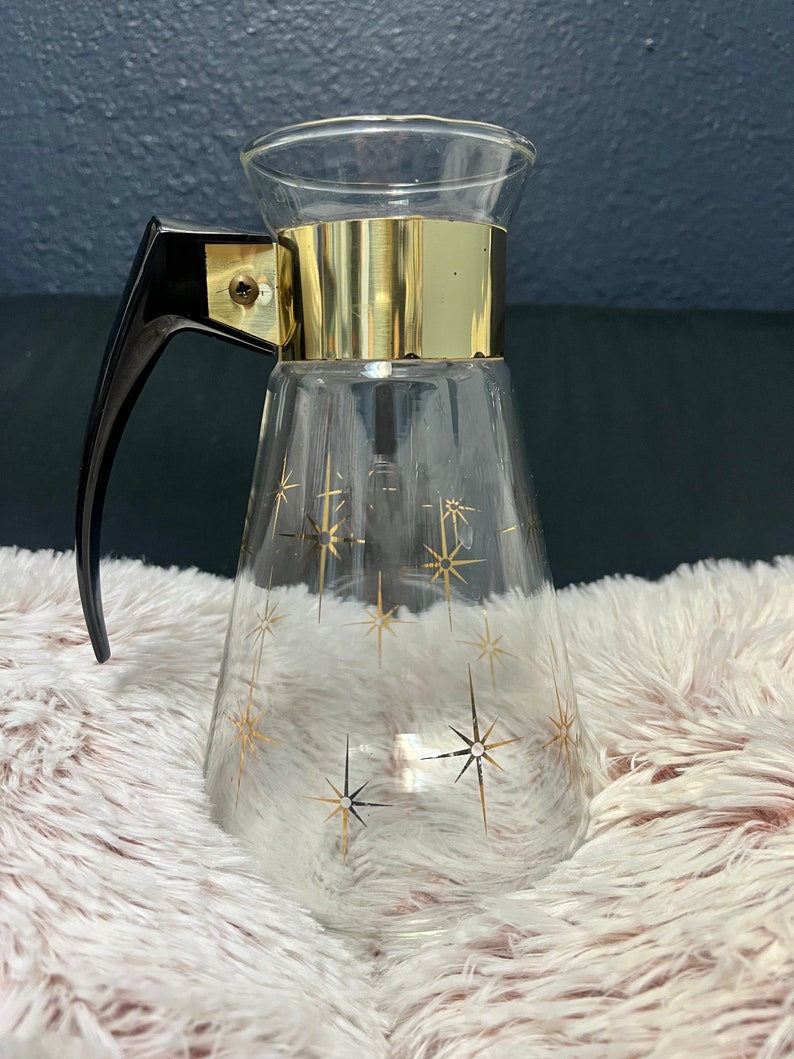 Mid Century Modern Vintage Coffee Carafe With Gold Starburst Adorning ...