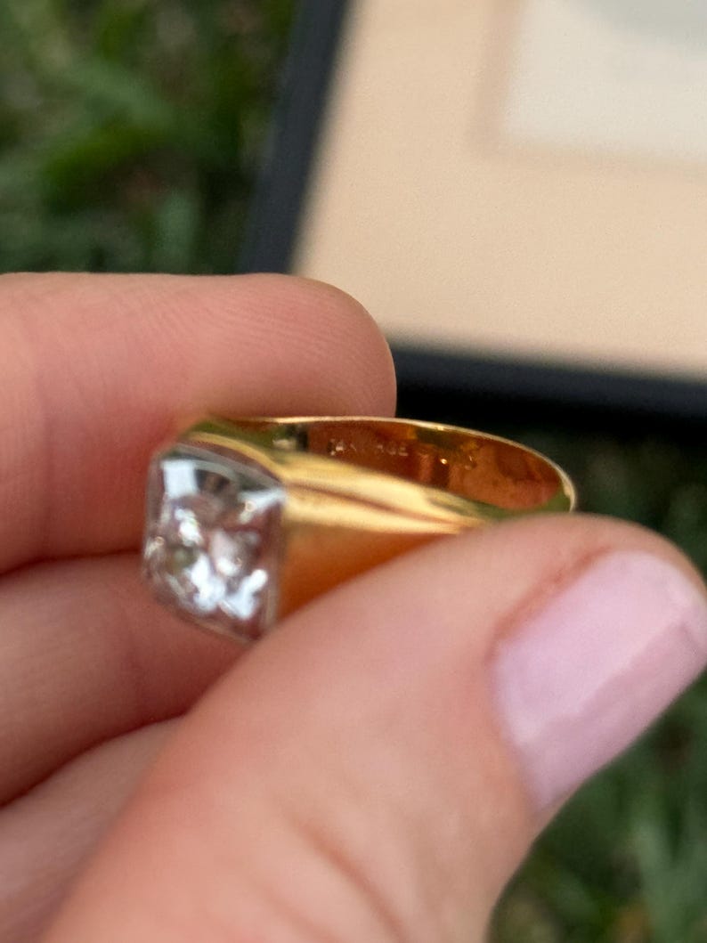 Vintage Men's LIND 14k HGE Ring Electro Gold Platead & Cubic Zirconia ...