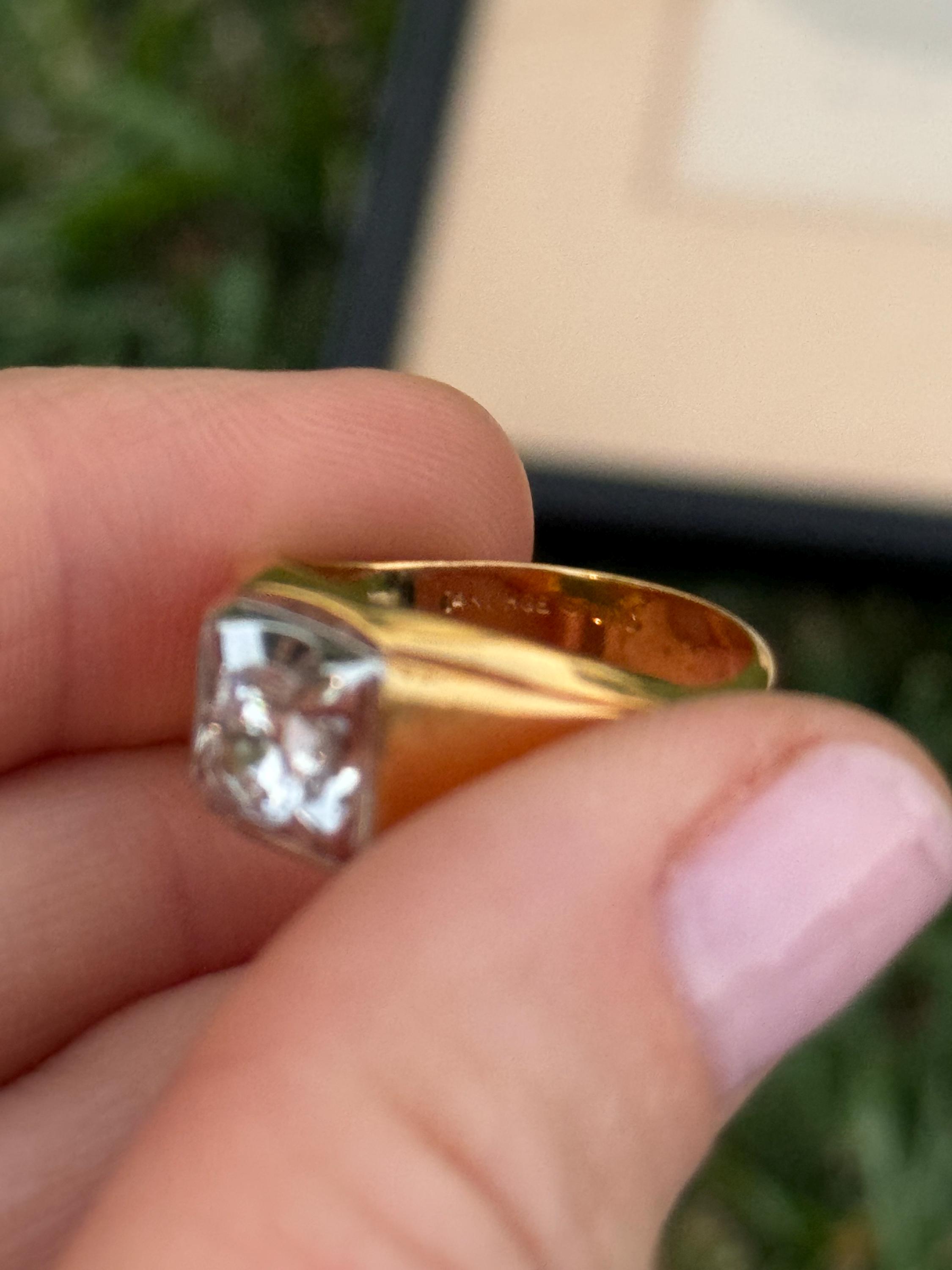 Vintage Men's LIND 14k HGE Ring Electro Gold Platead & Cubic Zirconia ...