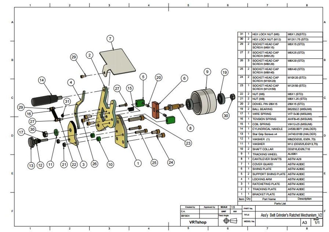 2x72 Tilting Belt Grinder Plans (metric) With Ratcheting Mechanism - Etsy